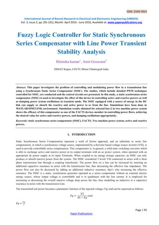 Fuzzy Logic Controller for Static Synchronous Series Compensator with Line Power Transient ...
