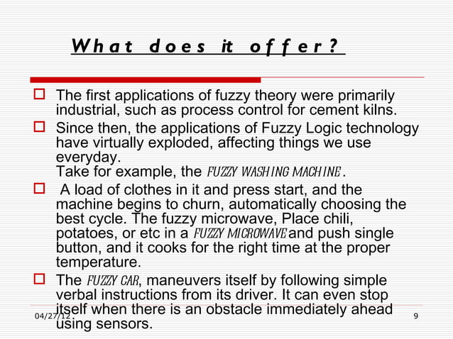 Fuzzy logic ppt | PPT | Programming Languages | Computing