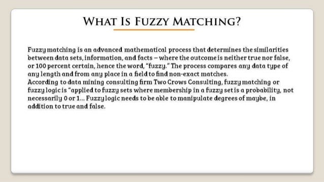 Best Fuzzy Matching
