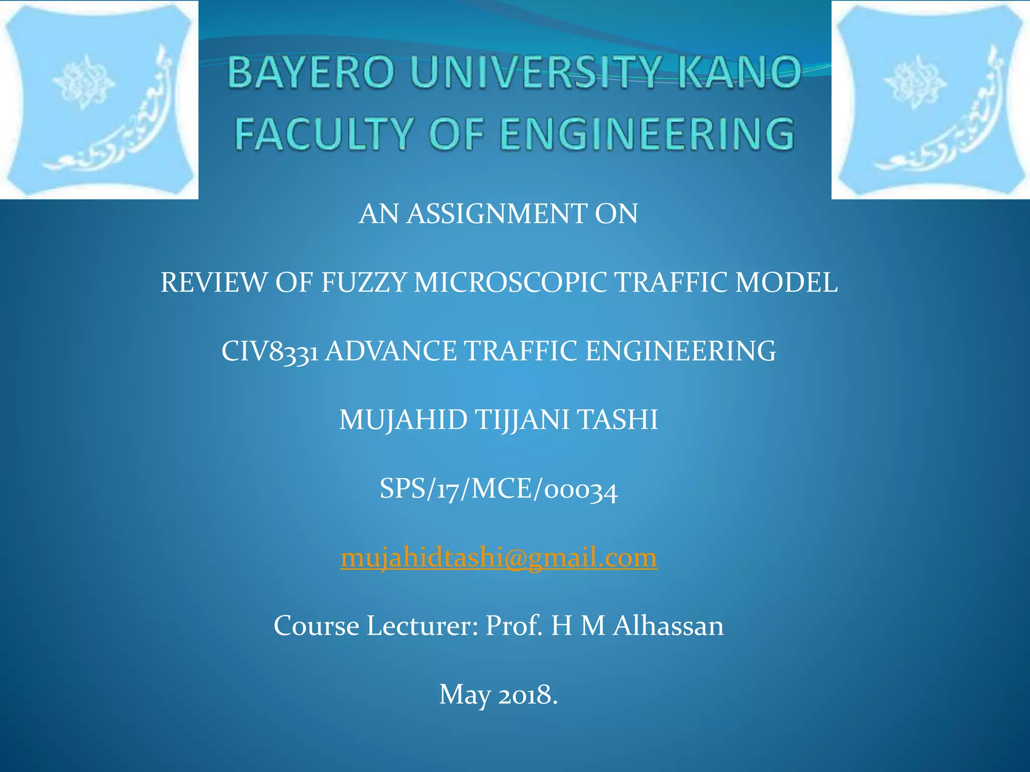 Fuzzy Microscopic Traffic Model Ppt