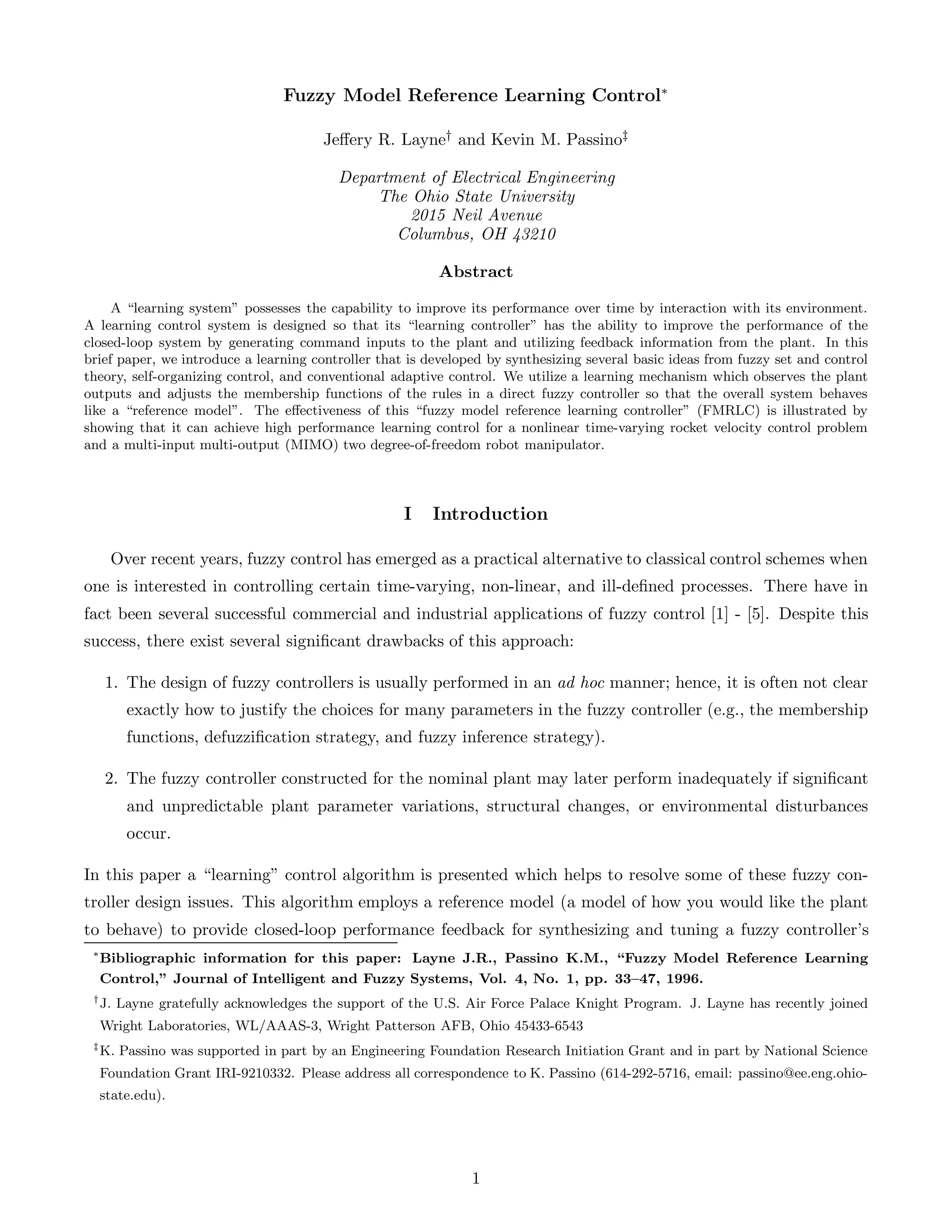 Fuzzy model reference learning control (1) | PDF
