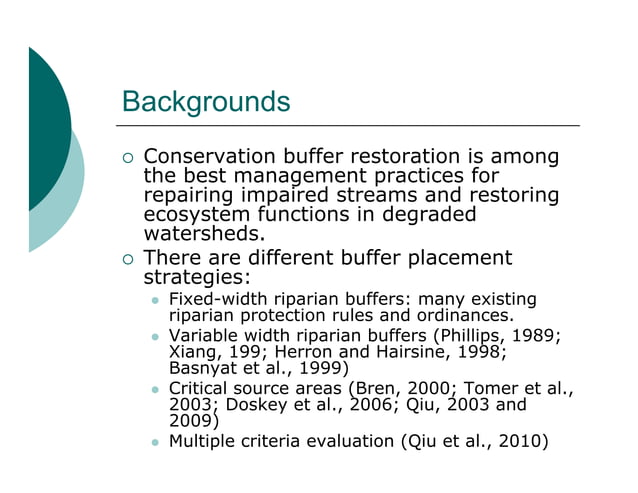 Fuzzy multiple criteria evaluation of conservation buffer placement | PPT