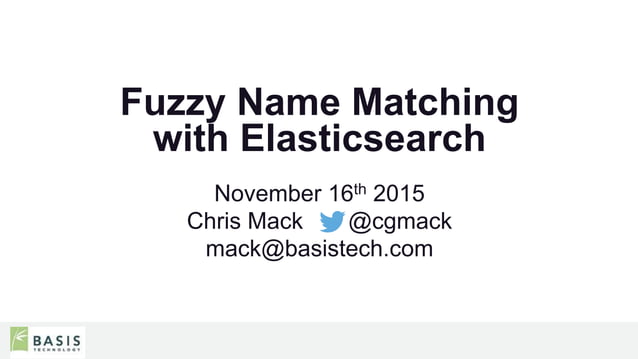 Fuzzy Name Matching With Rosette Ppt