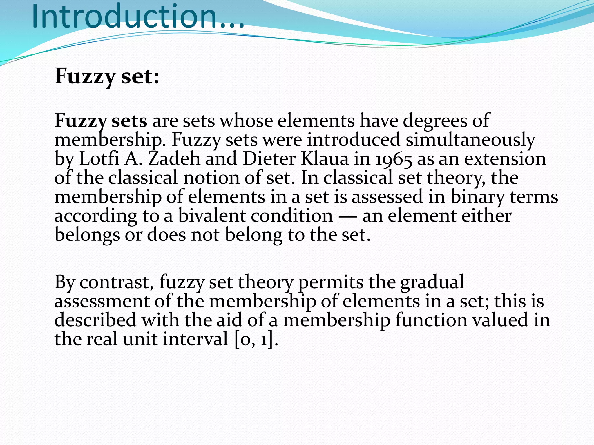 Fuzzy Sets Introduction With Example | PPTX