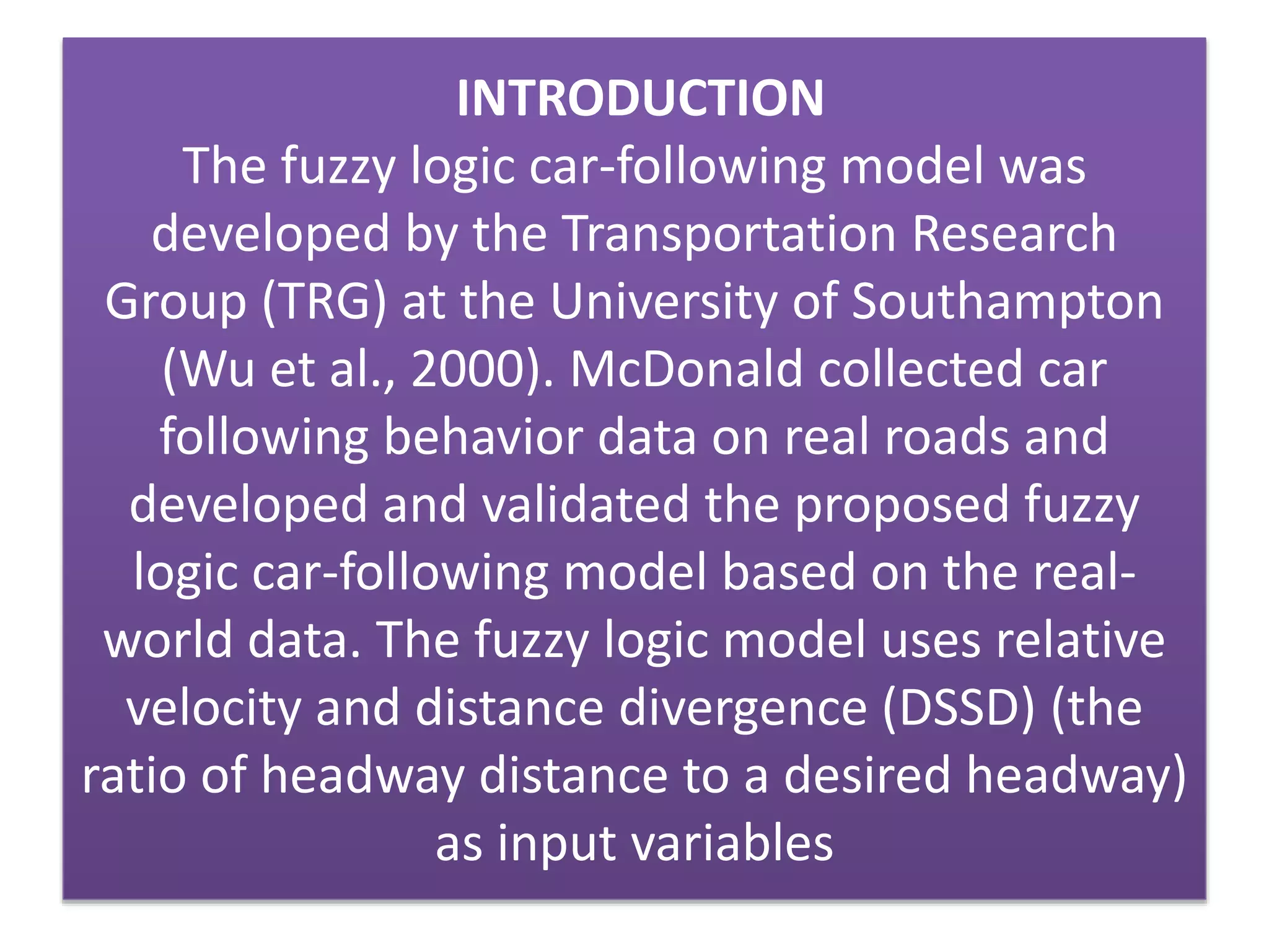 Fuzzy Microscopic Traffic Flow Model | PPTX | Auto Safety | Automotive