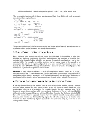 FUZZY STATISTICAL DATABASE AND ITS PHYSICAL ORGANIZATION | PDF