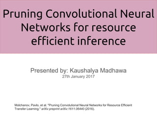 Pruning convolutional neural networks for resource efficient inference | PPTX