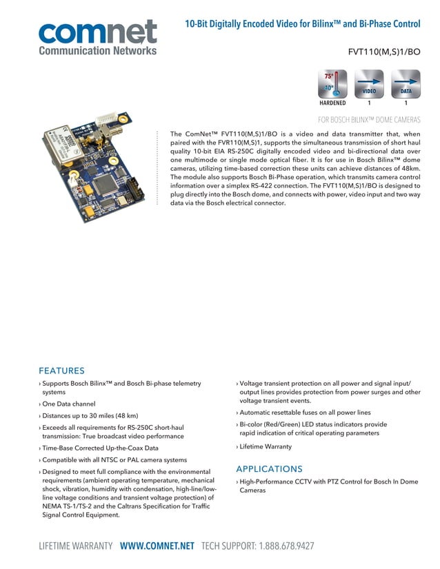 ComNet FVR110M1 Data Sheet | PDF