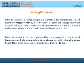 Fv Solar Network - Vantaggi del fotovoltaico | PPTX