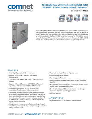 ComNet FVT1031M1 Data Sheet | PDF