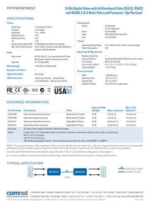 ComNet FVT1031M1 Data Sheet | PDF