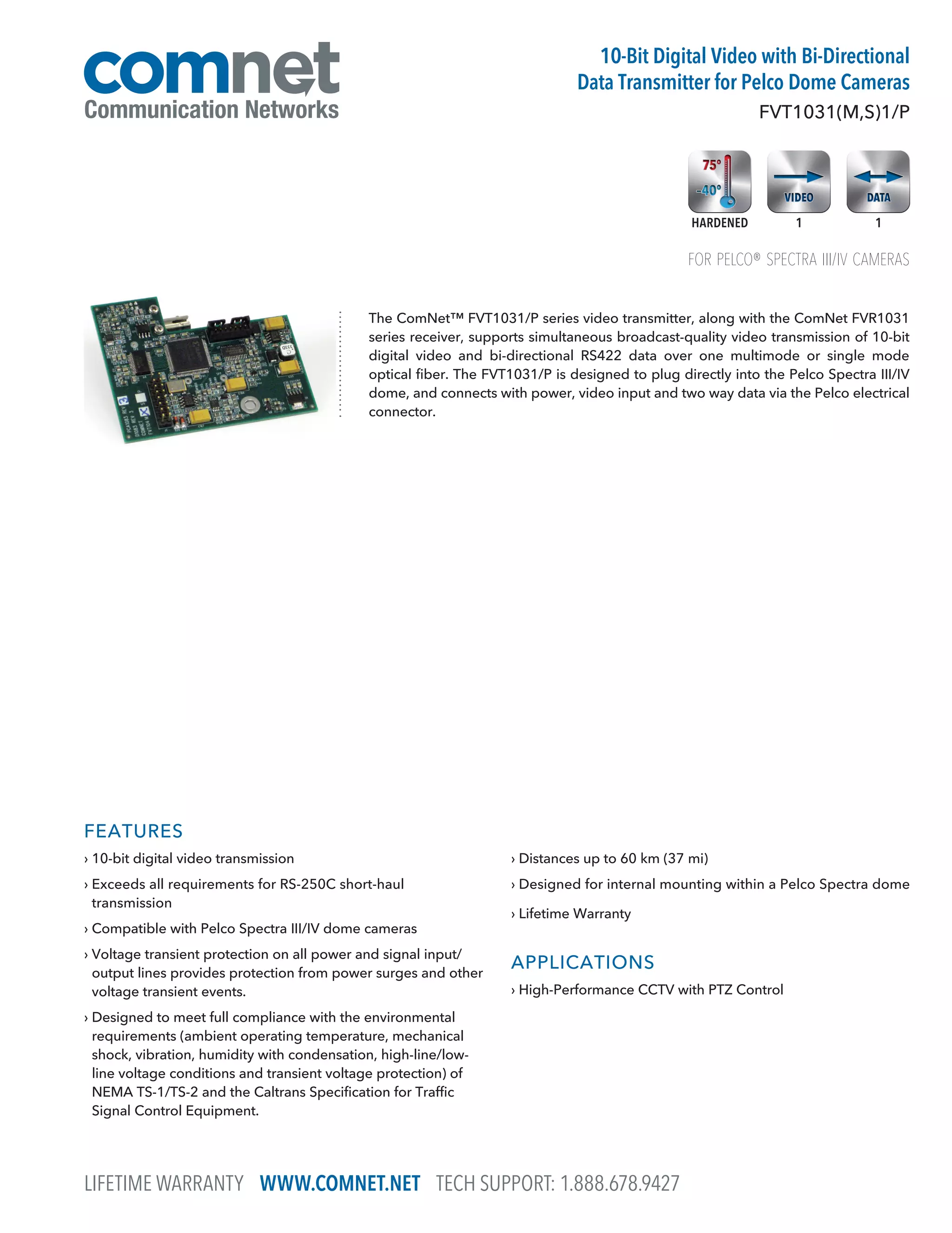 ComNet FVT1031M1P Data Sheet | PDF