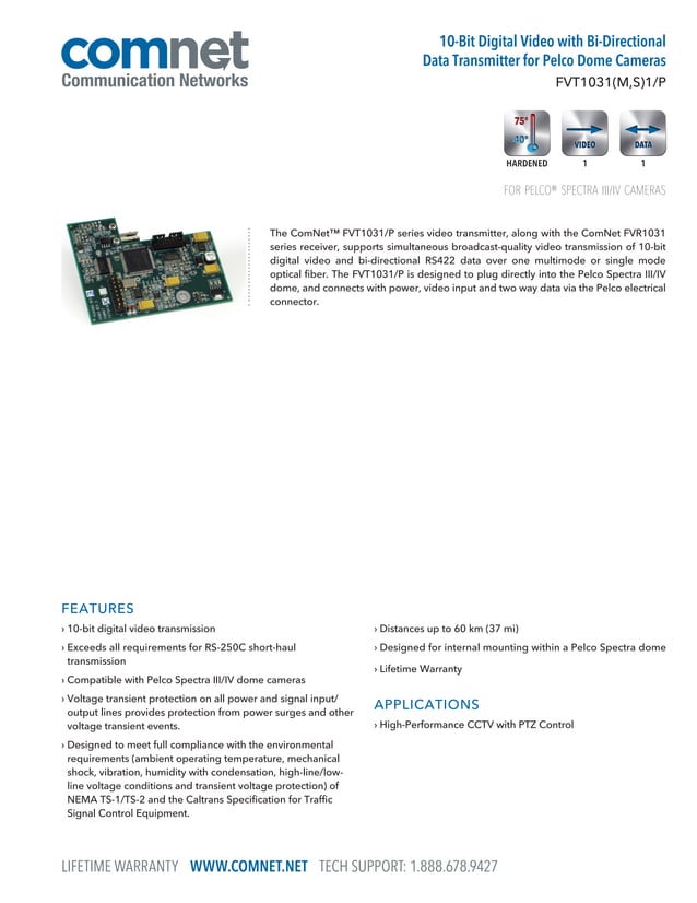 ComNet FVT1031M1P Data Sheet | PDF