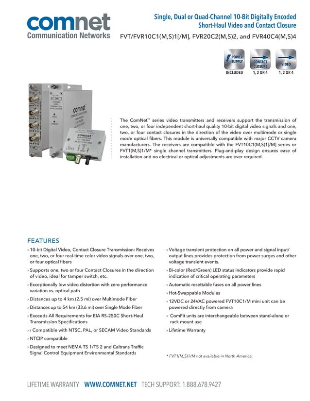 ComNet FVT10C1M1M Data Sheet | PDF