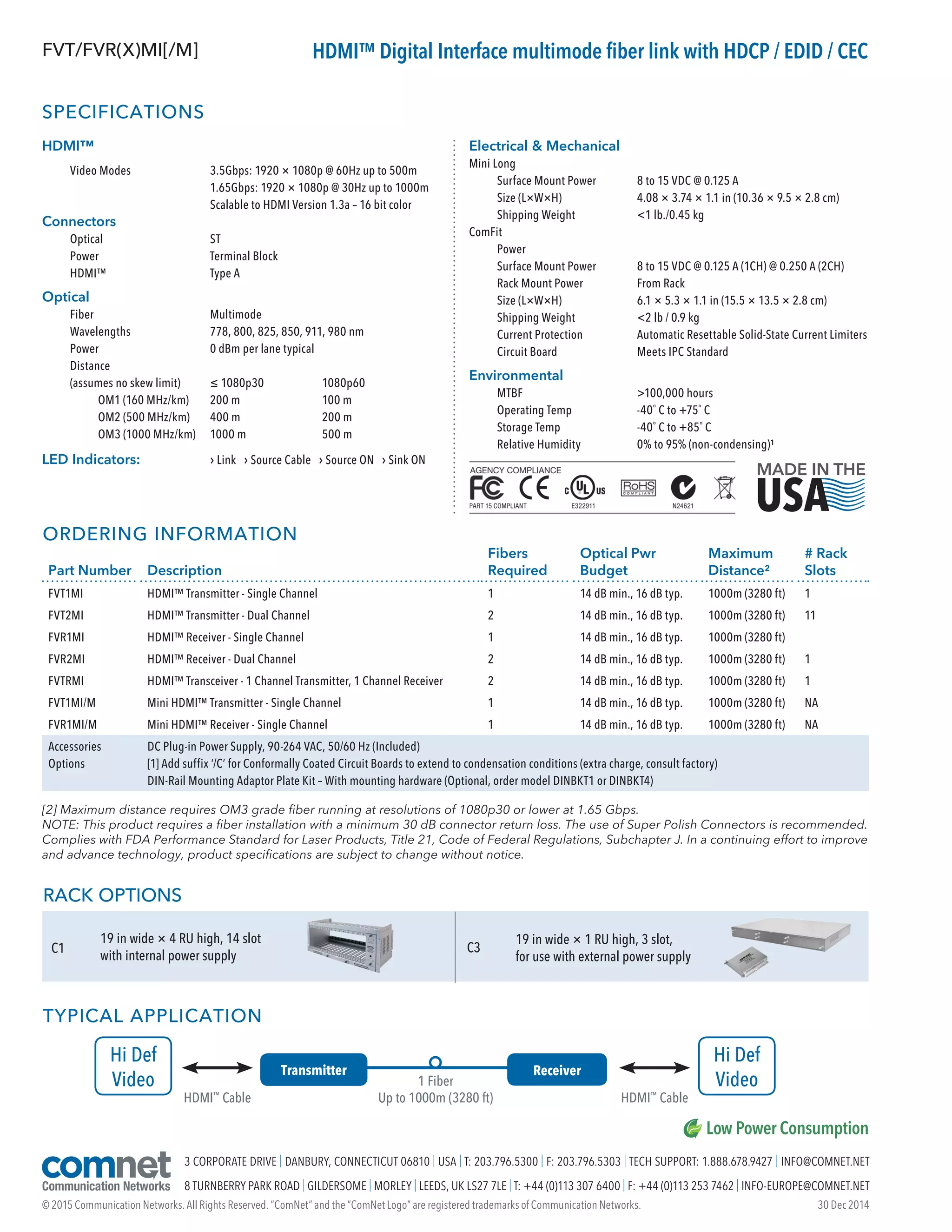 ComNet FVT1MI Data Sheet | PDF