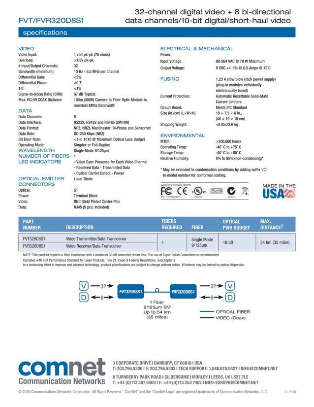 ComNet FVT320D8S1 Data Sheet | PDF