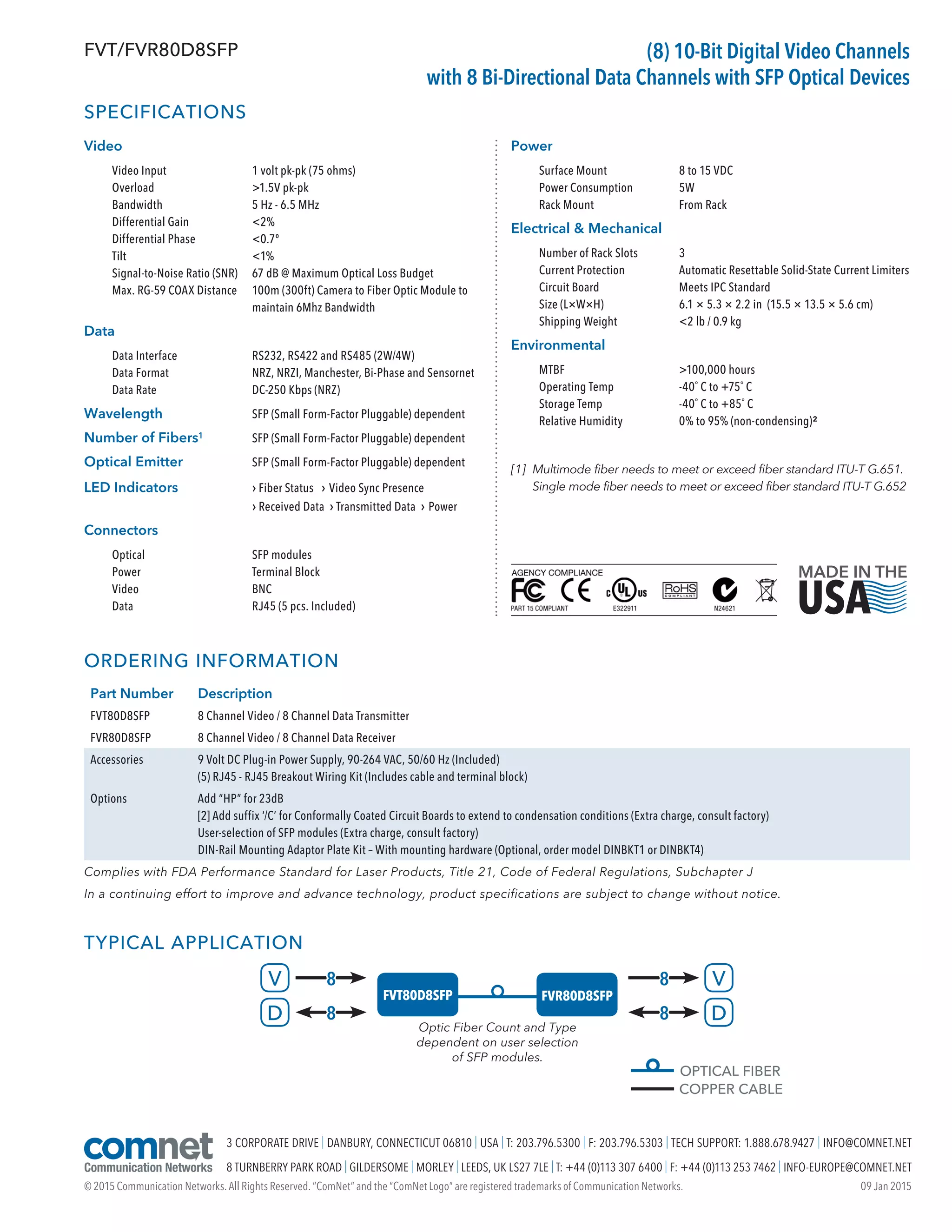 ComNet FVT80D8SFP Data Sheet | PDF