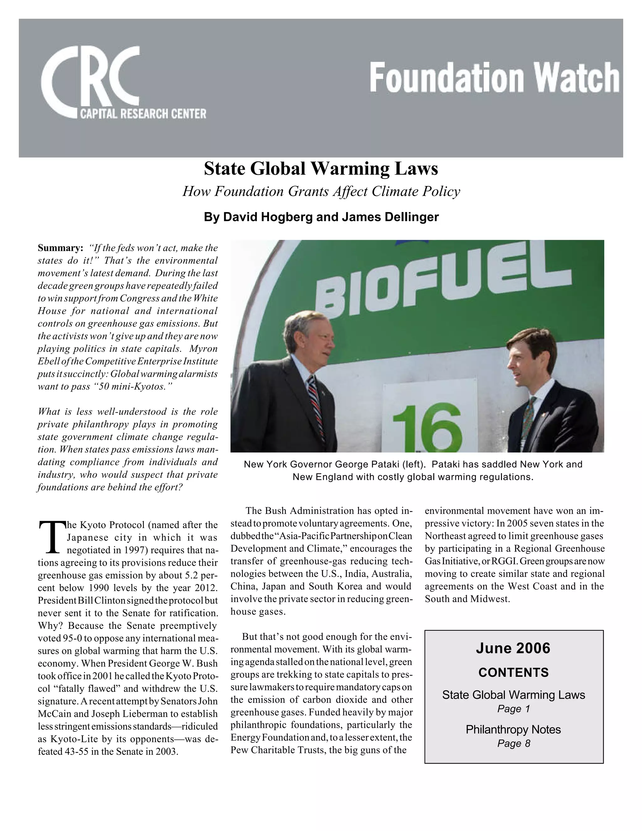 State Global Warming Laws: How Foundation Grants Affect Climate Policy ...