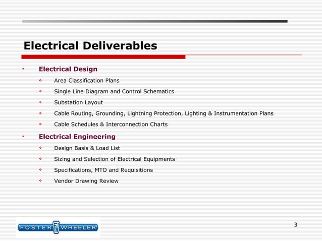Fwb Electrical Deliverables Interdisciplinary Interfaces | PPT | Civil ...