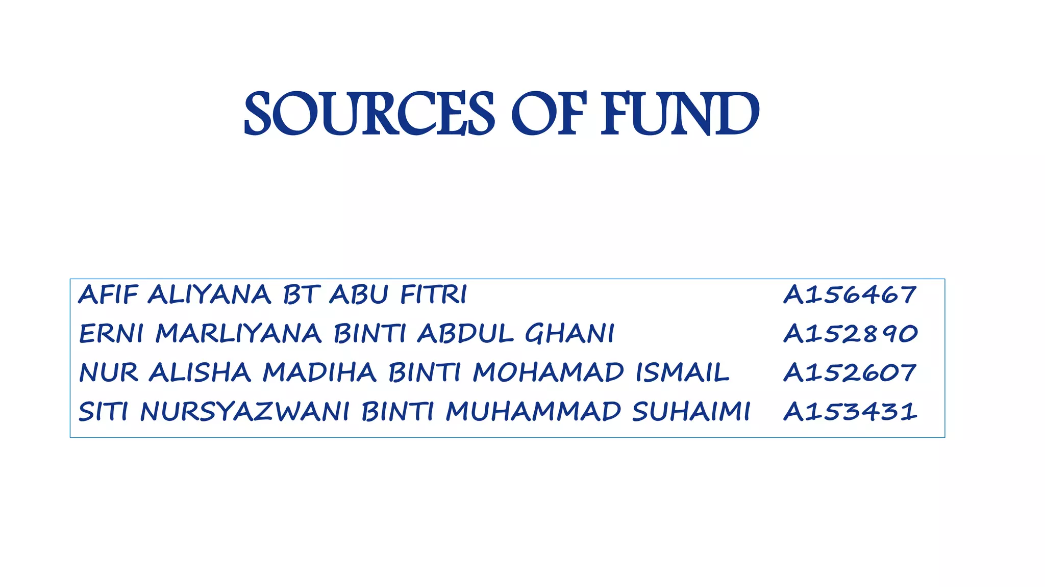 Sources of funds | PPTX