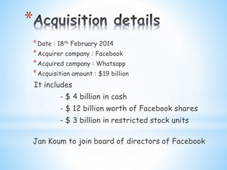 Merger and Acquisition( Facebook and WhatsApp | PPTX