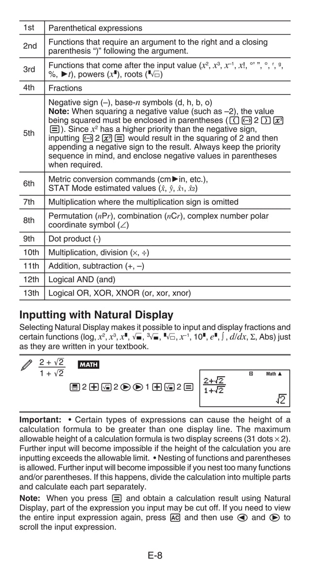 Casio fx-991EX classWiz user manual and commands. | PDF