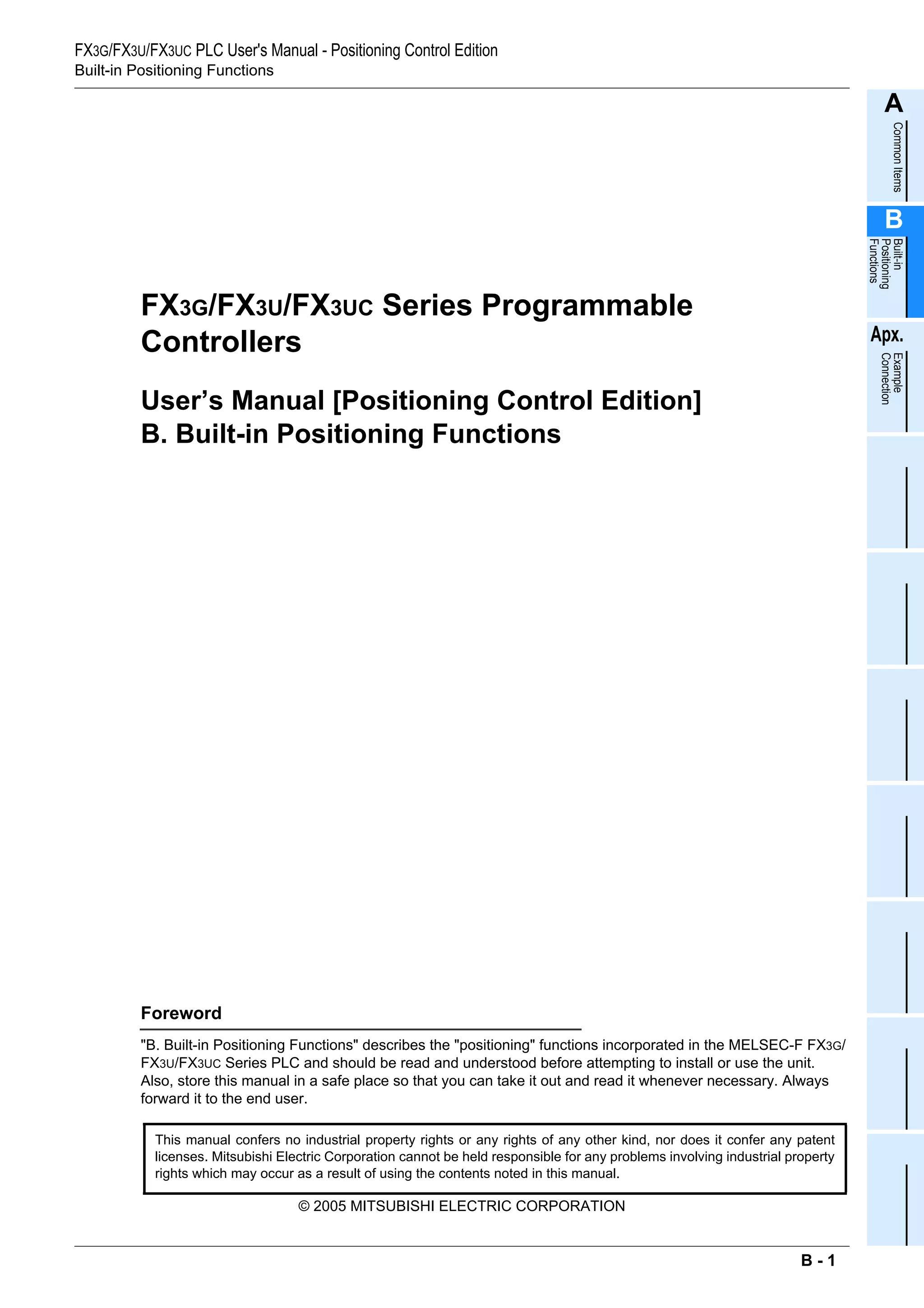 Fx3 g,fx3u,fx3uc series users manual positioning control edition | PDF