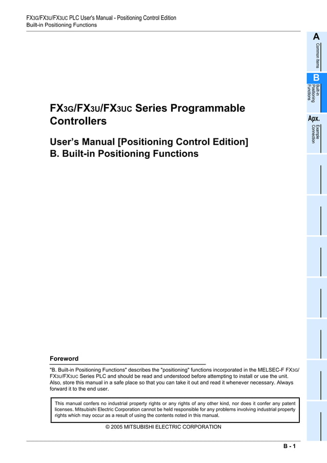 Fx3 g,fx3u,fx3uc series users manual positioning control edition | PDF