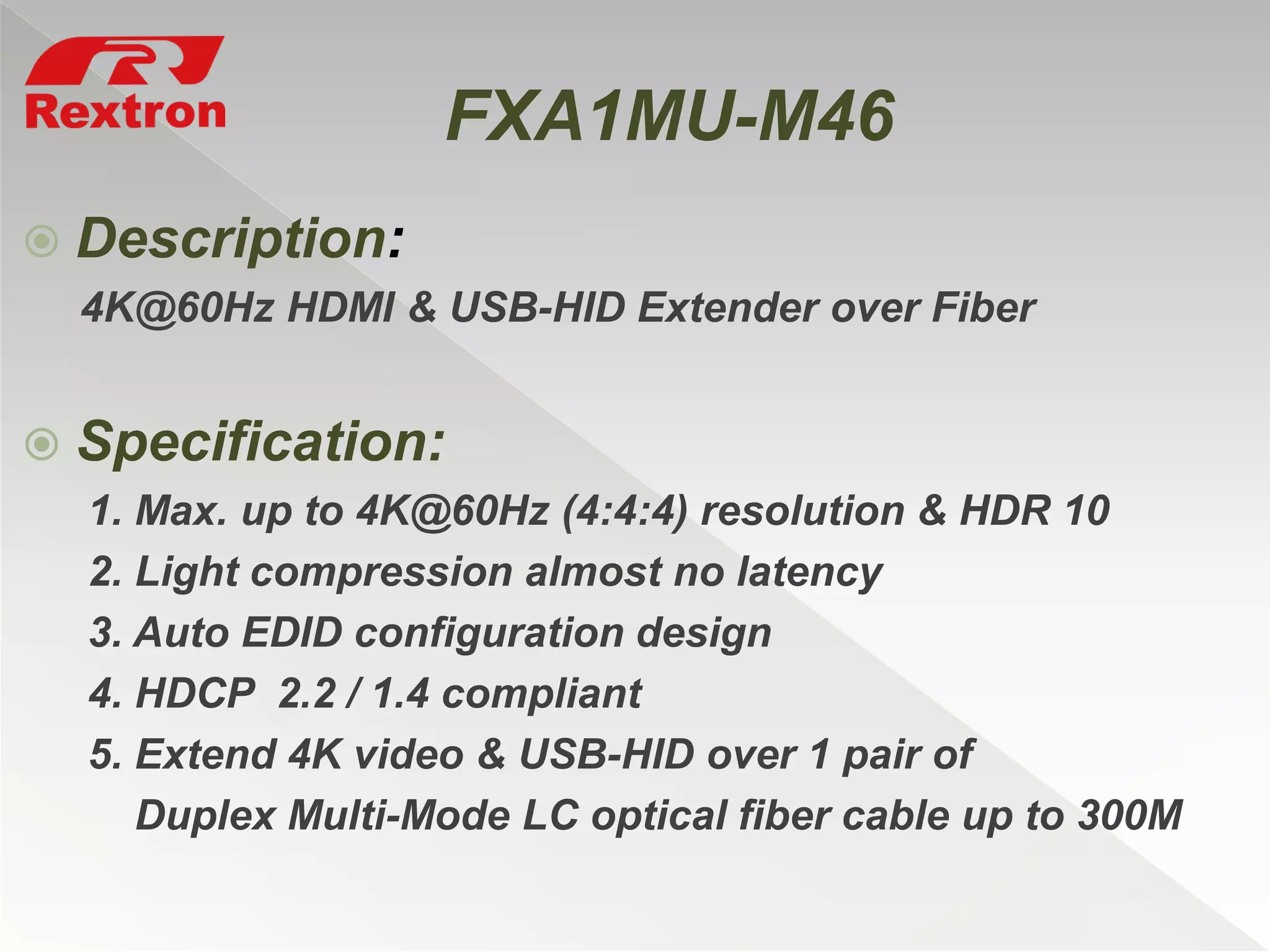 FXA1MU-M46 - 4K@60Hz(4:4:4) Fiber Extender | PPT