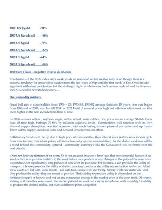 Fx Commodity Corelation | DOC | Stocks and Bonds | Personal Investing
