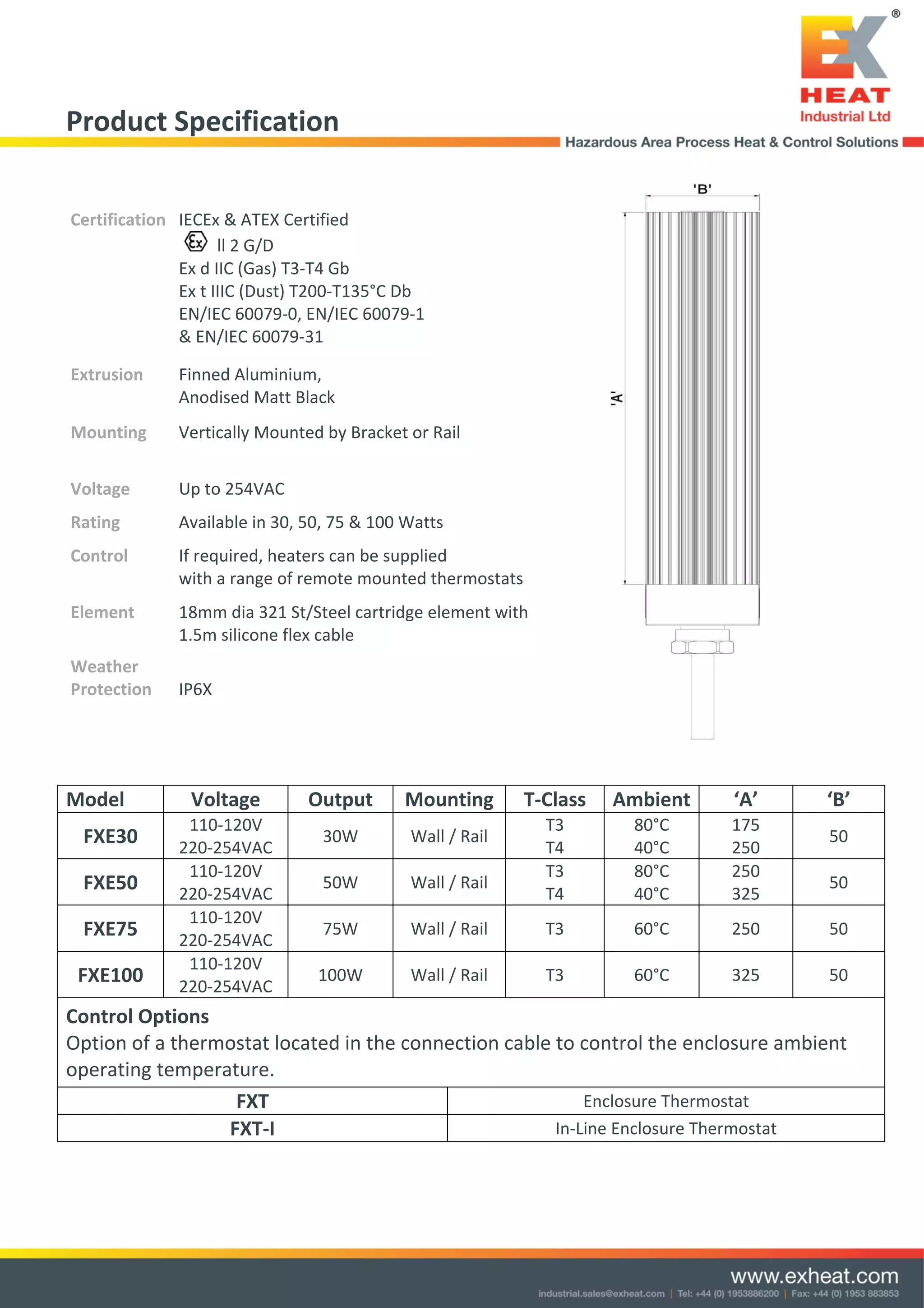 FXE Finned Extruded Enclosure Heater Exheat Flameproof Fan Heaters - Hazardous Area Industrial ...