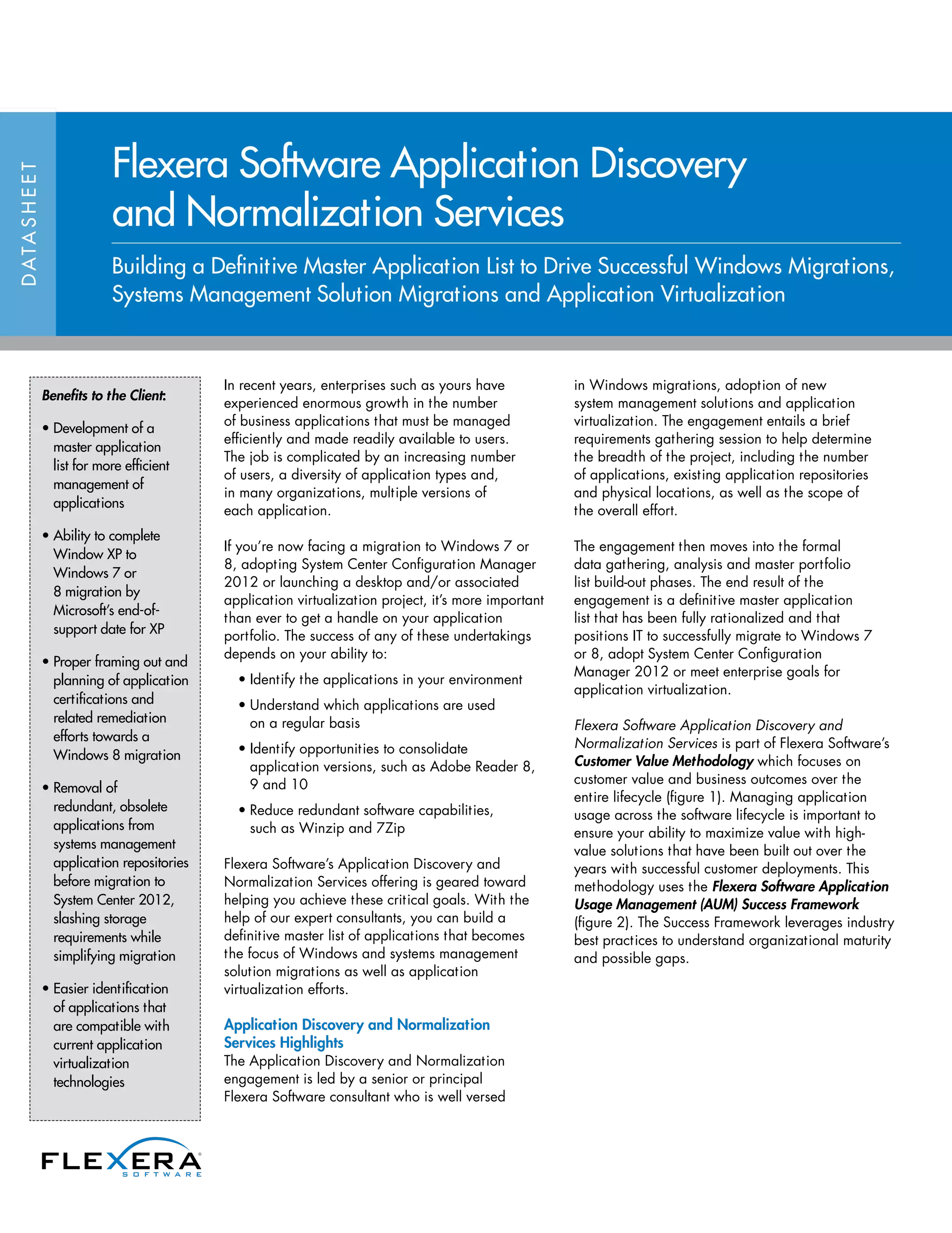 Flexera Software Application Discovery and Normalization Services | PDF