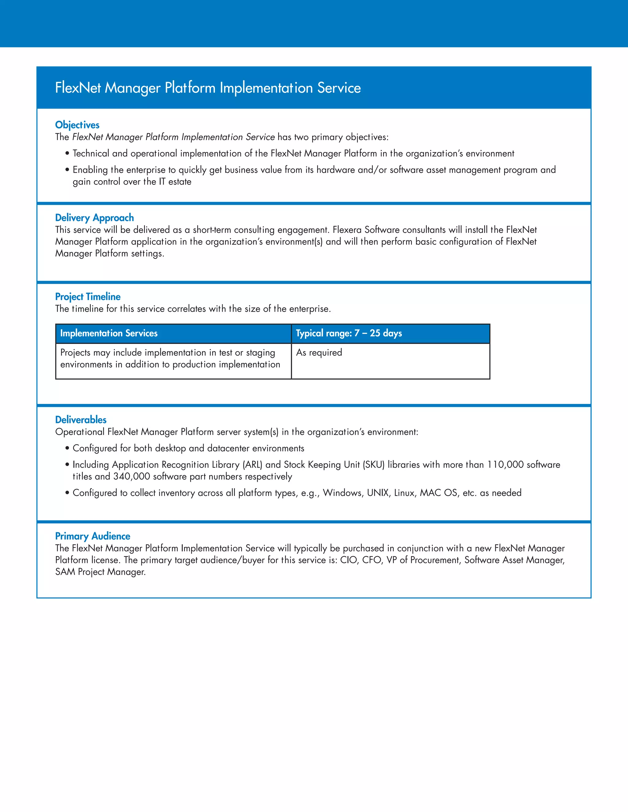 FlexNet Manager Platform Implementation Service | PDF