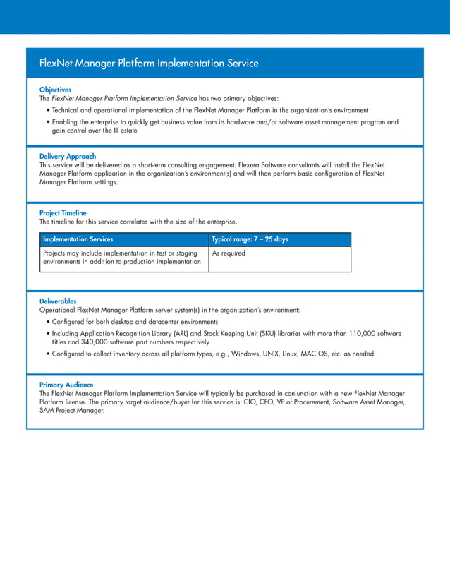 FlexNet Manager Platform Implementation Service | PDF