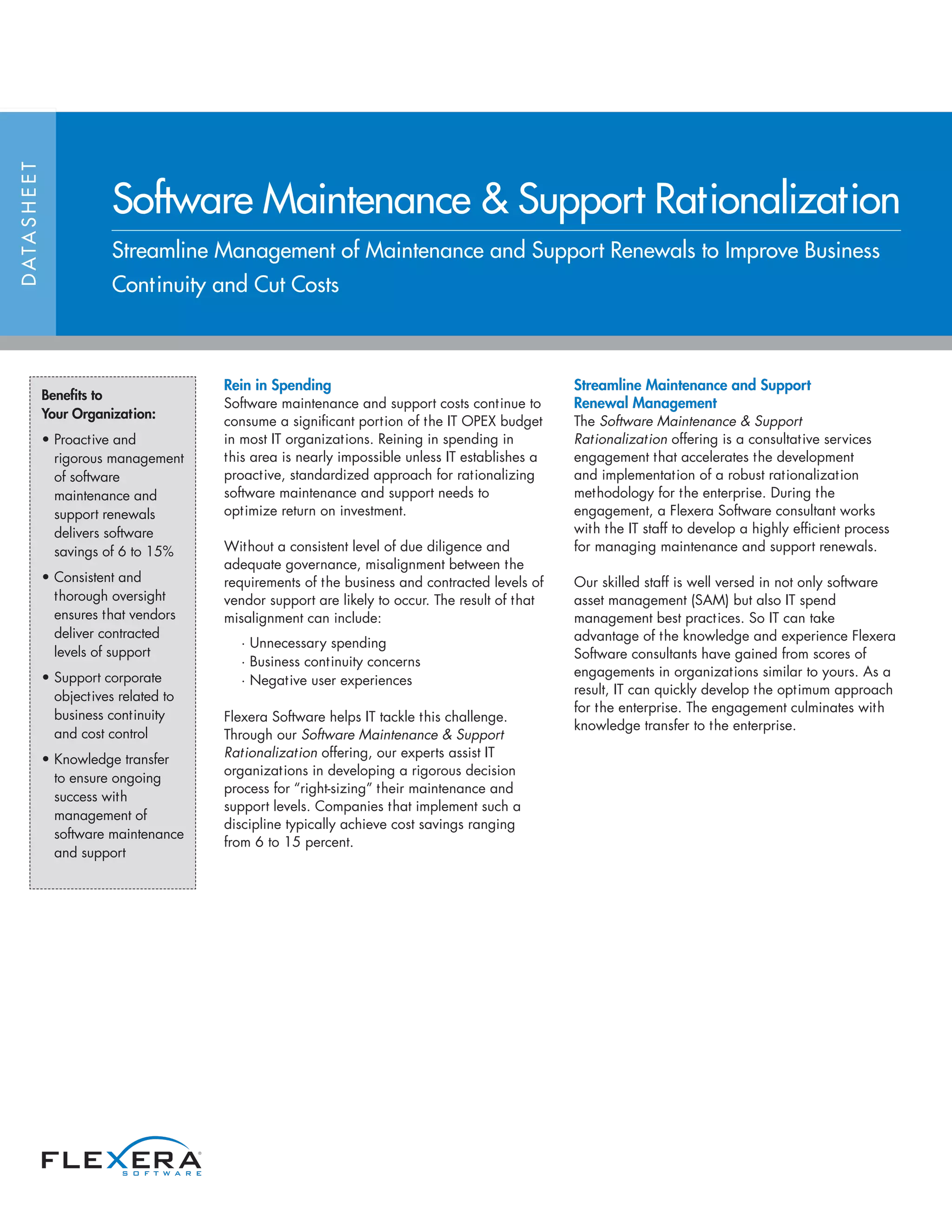 Software Maintenance & Support Rationalization | PDF