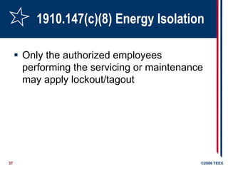 OSHA LOTO training, LOTO, lock out tag out | PPT