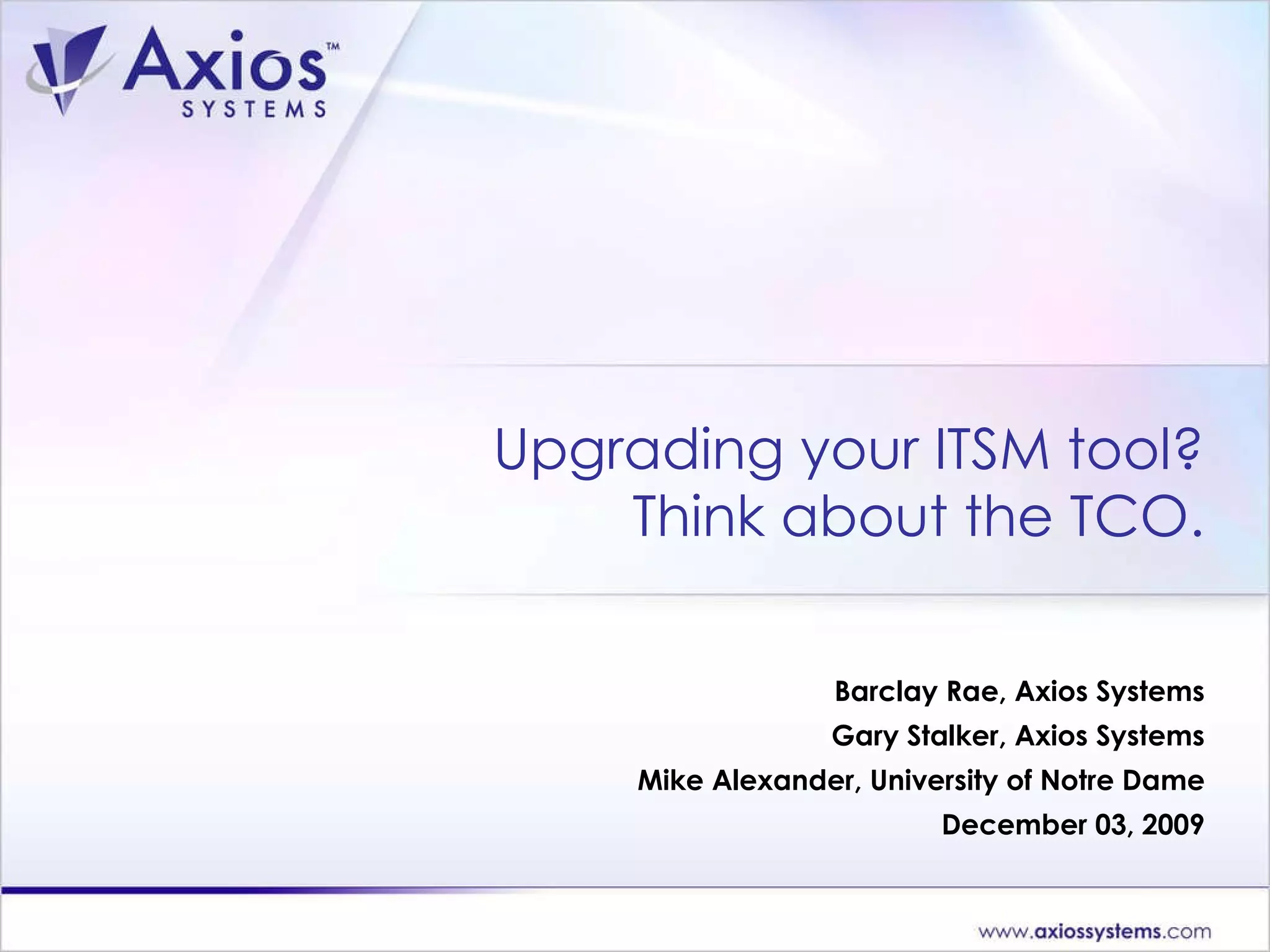ITSM Tool upgrade options | PPT
