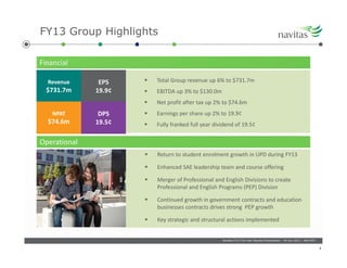 Navitas FY13 full year results presentation | PDF
