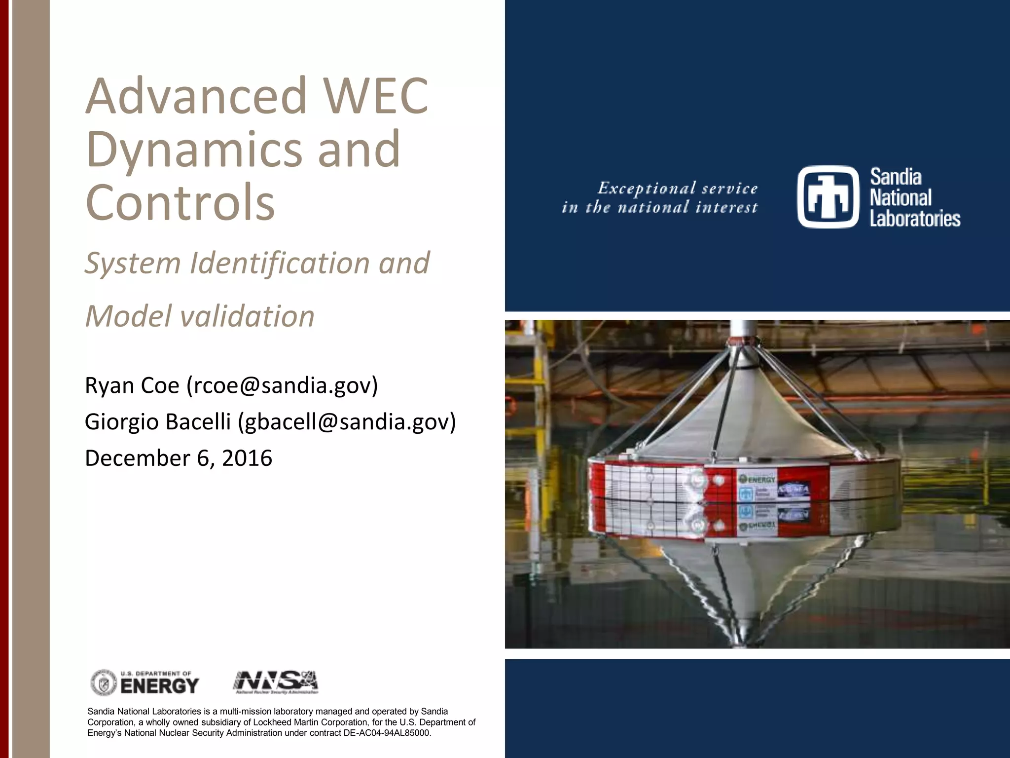 Advanced WEC Dynamics and Controls: System Identification and Model ...