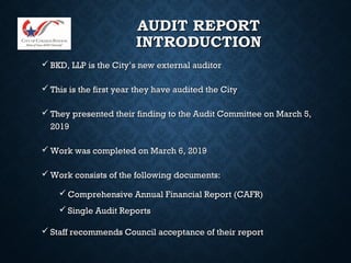 FY18 CAFR and Audit Reports | PPT