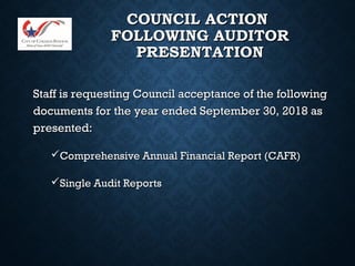 FY18 CAFR and Audit Reports | PPT