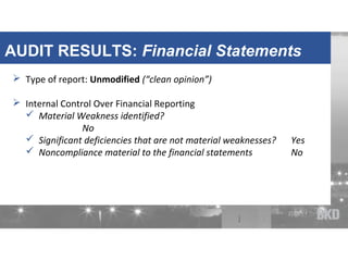 FY18 CAFR and Audit Reports | PPT
