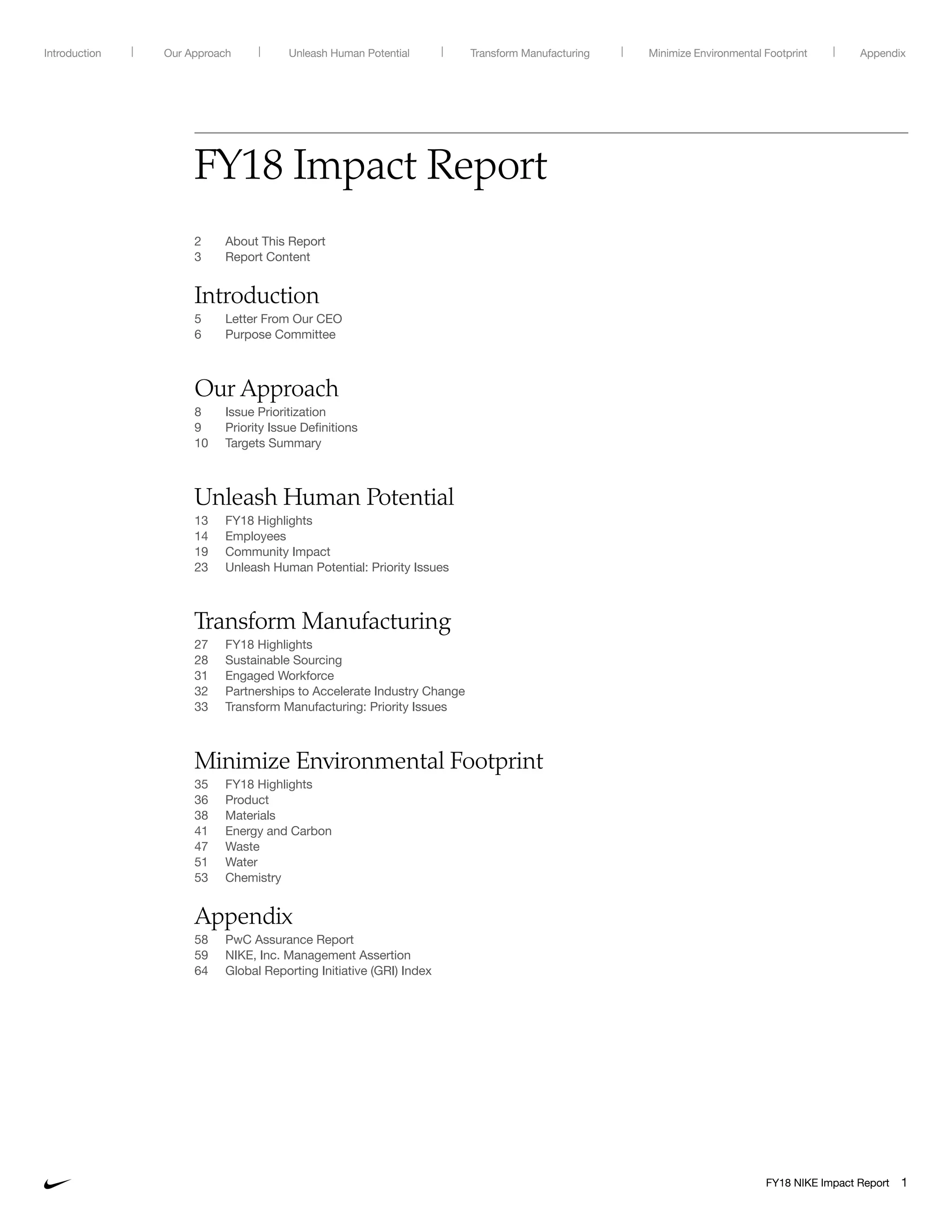 FY18 NIKE, Inc. Impact Report | PDF