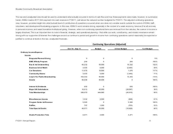 FY2011 Annual Report of the Budget Committee