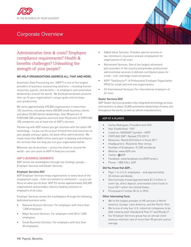 Adp Corporate Overview | PDF