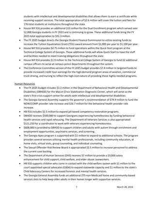 FY 2025 Budget Highlights from the Georgia General Assembly | PDF