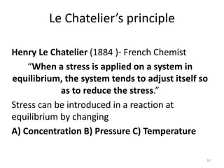 F y b. sc. chemical equilibria | PPTX