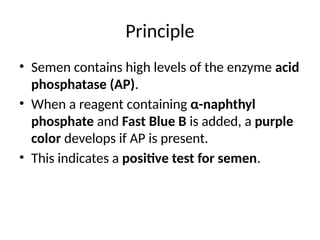 Acid phosphatase (AP) test for Semen. (E) | PPTX