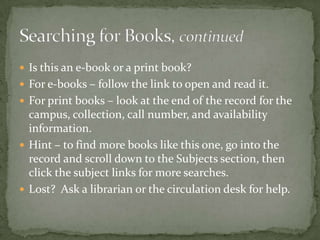 FYE Tutorial - An Introduction to the FIU Libraries | PPTX | College ...