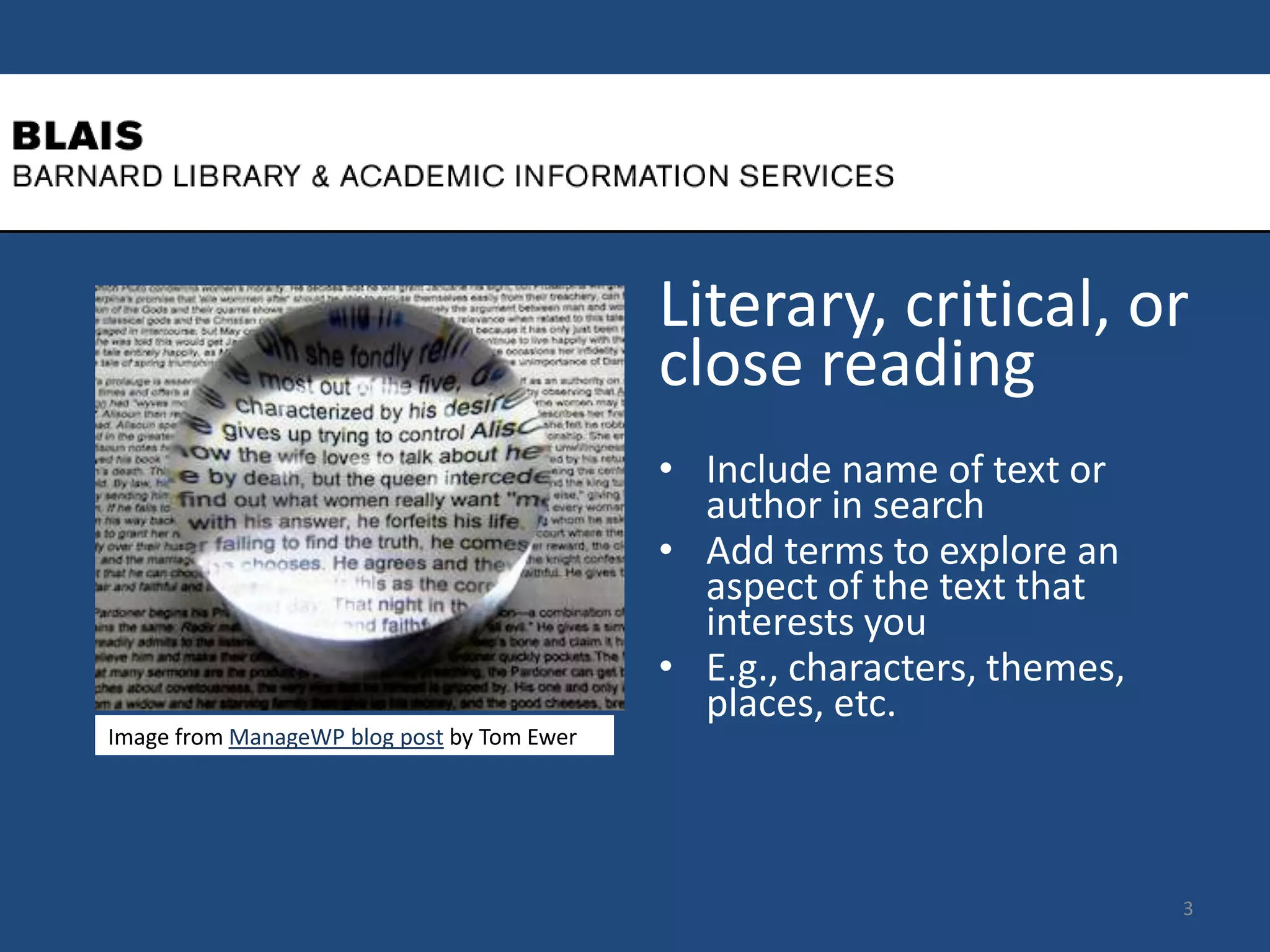 First Year English Workshop: Library Research Instruction -- Databases ...